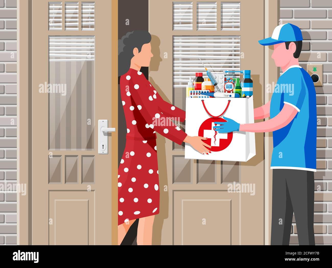 Pharmacy Delivery House Stock Vector Images - Alamy