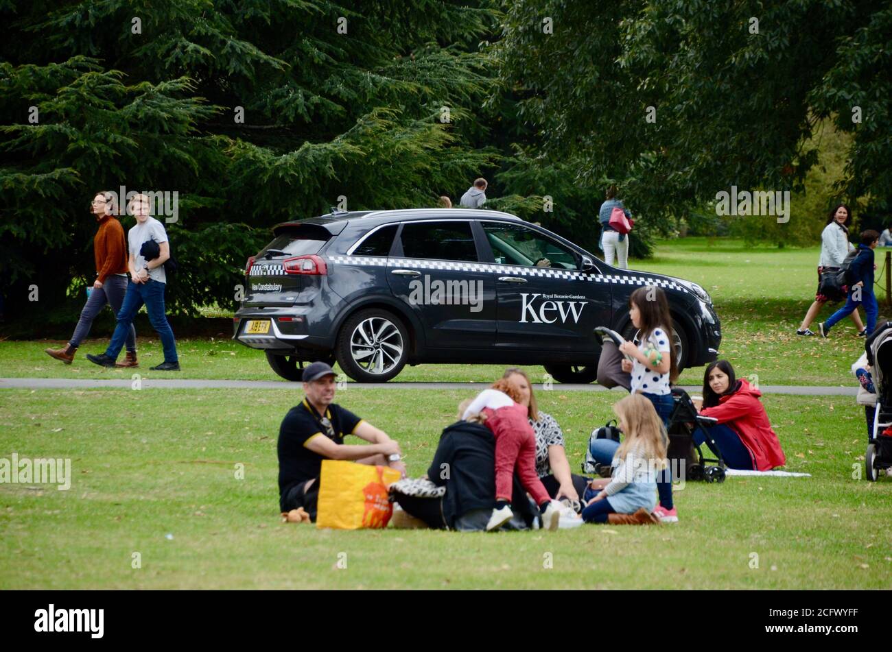 constabulary patrol car in royal botanic gardens kew london richmond UK ...