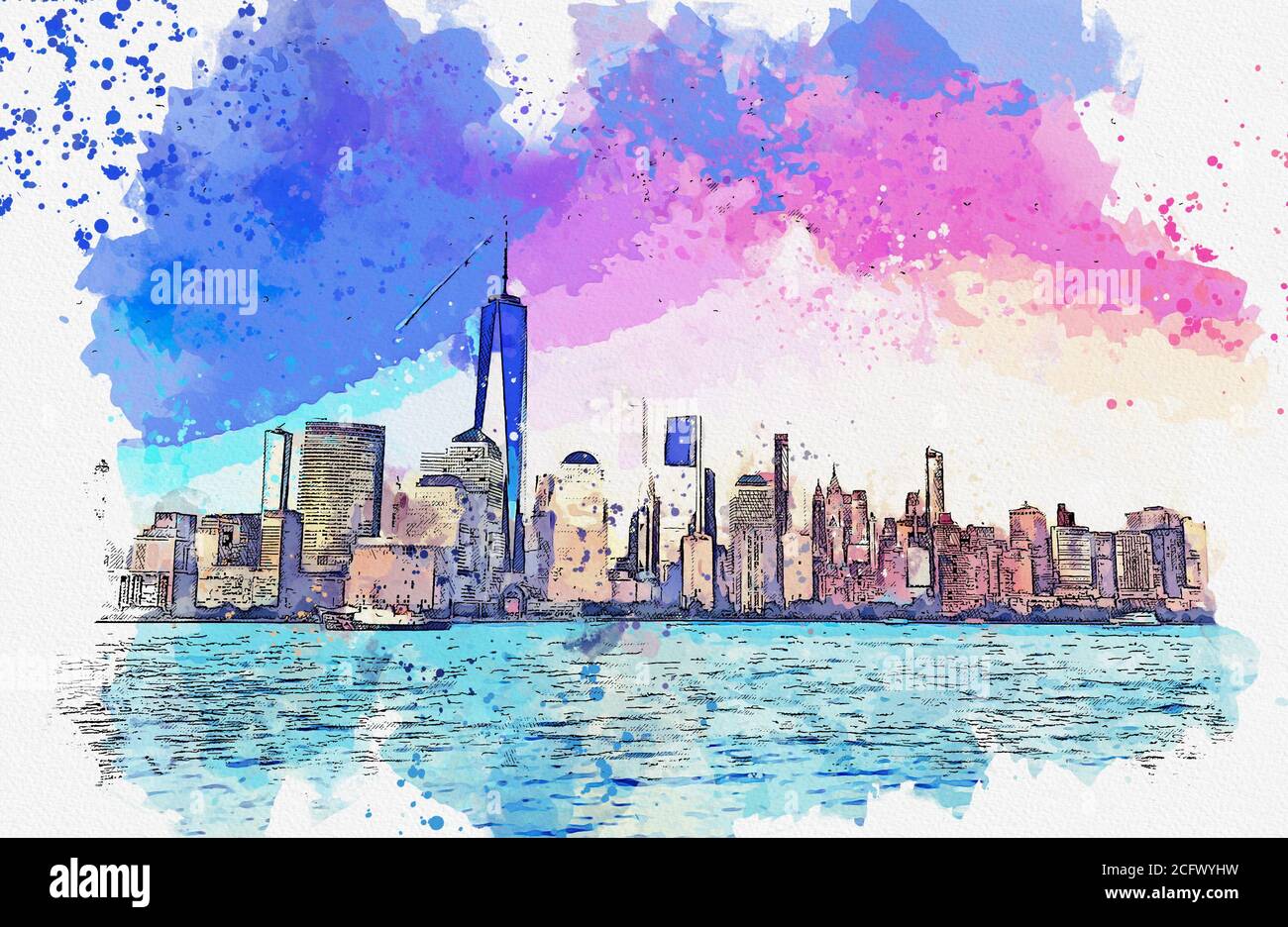 New York Watercolor High Resolution Stock Photography and Images - Alamy