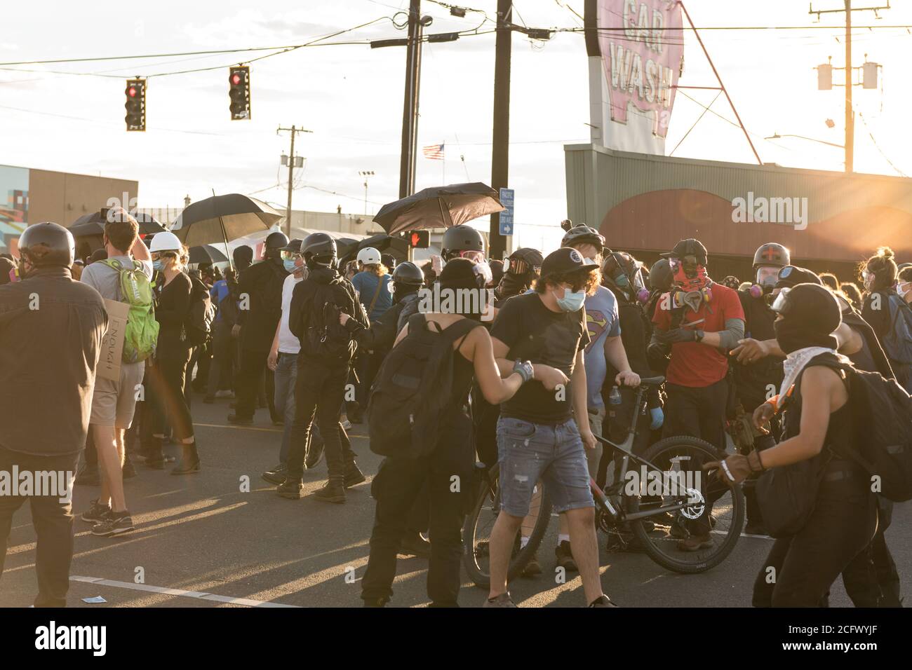 Seattle, USA. 7th Sep, 2020. Police push Protestors away from the ...