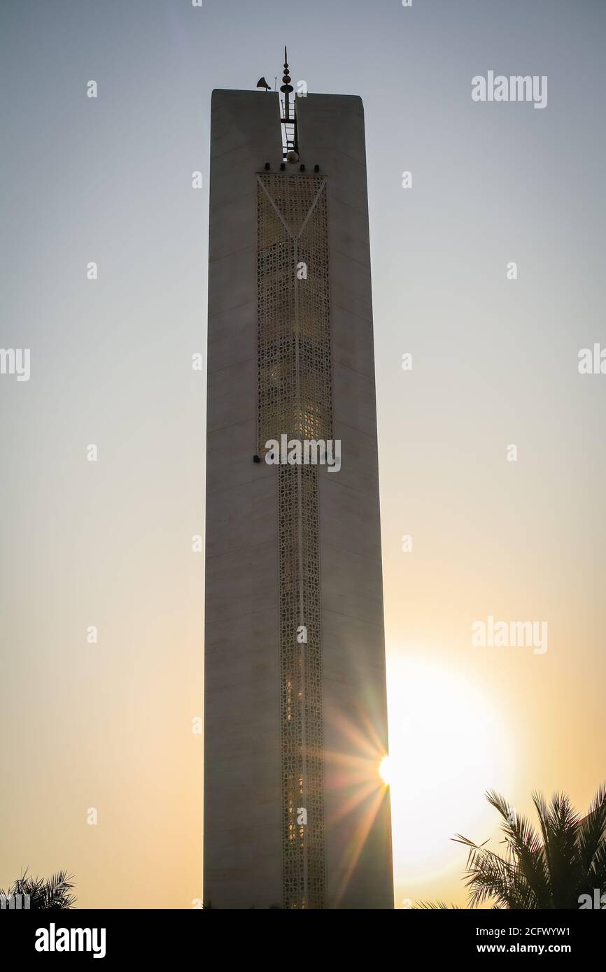 Islamic Mosque Minaret tower, Modern design with sunrise background ...