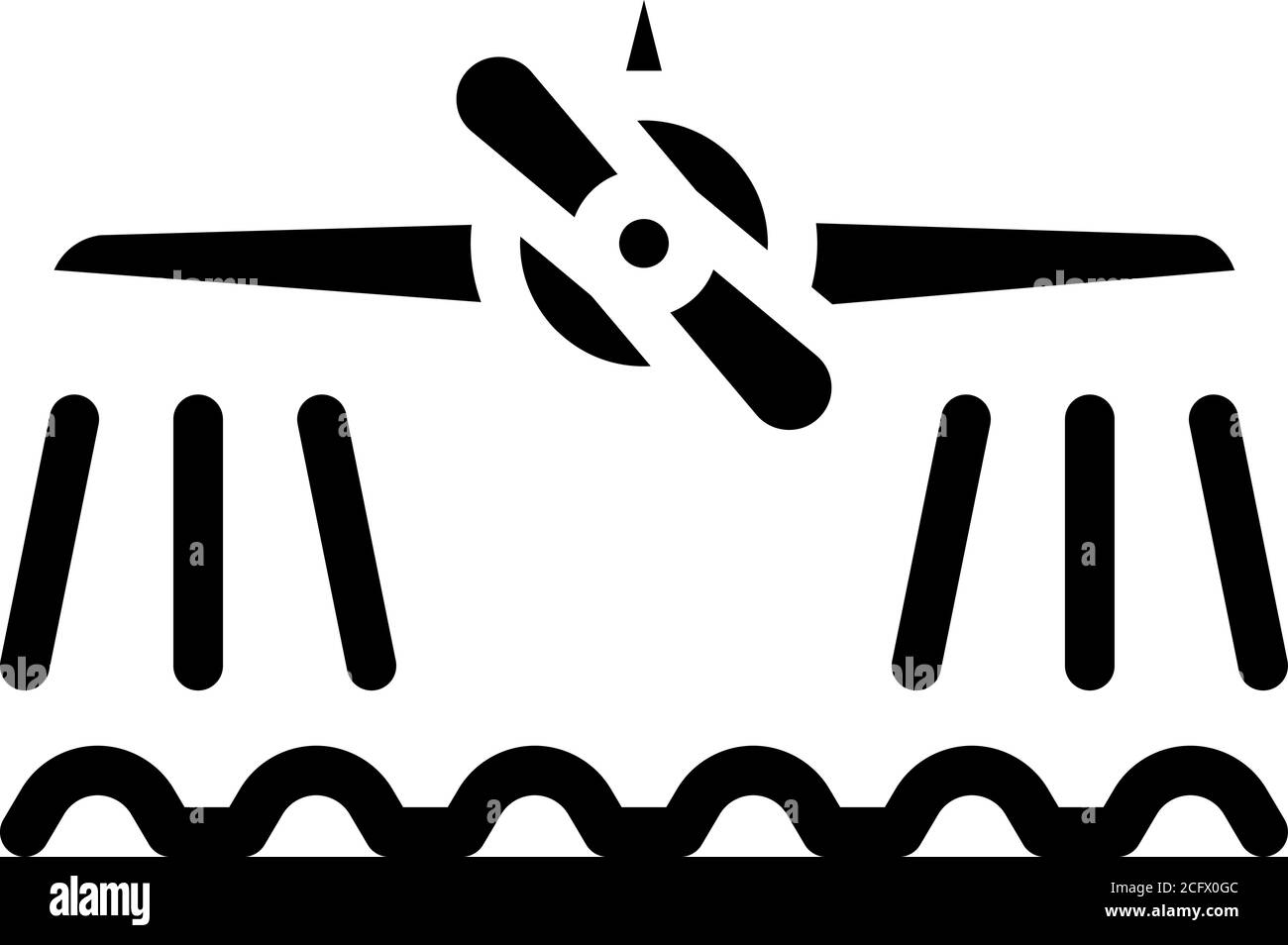 airplane watering field glyph icon vector illustration Stock Vector ...