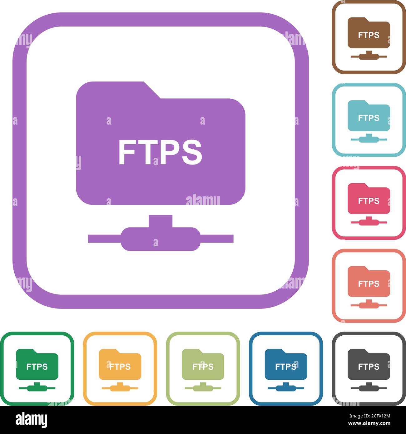 FTP over ssl simple icons in color rounded square frames on white background Stock Vector Image ...