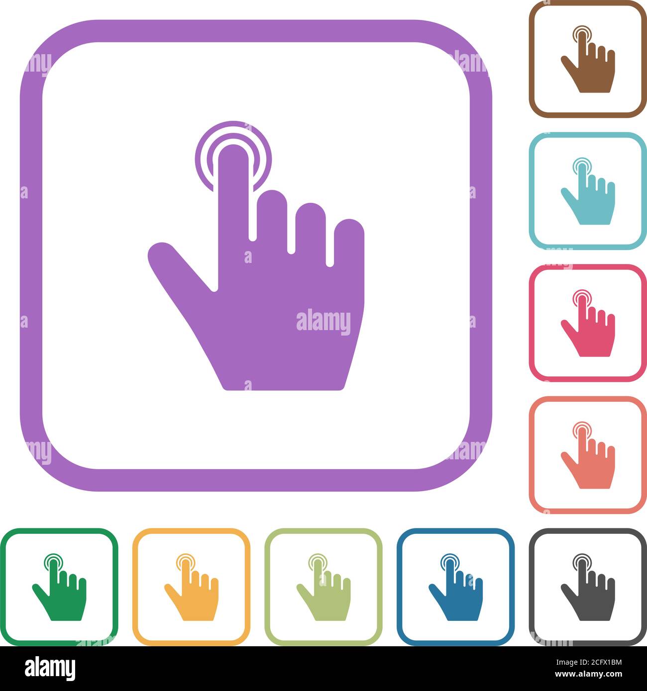 right handed clicking gesture simple icons in color rounded square ...