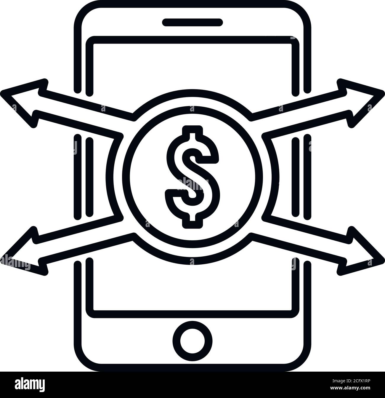 Crowdfunding smartphone icon. Outline crowdfunding smartphone vector ...