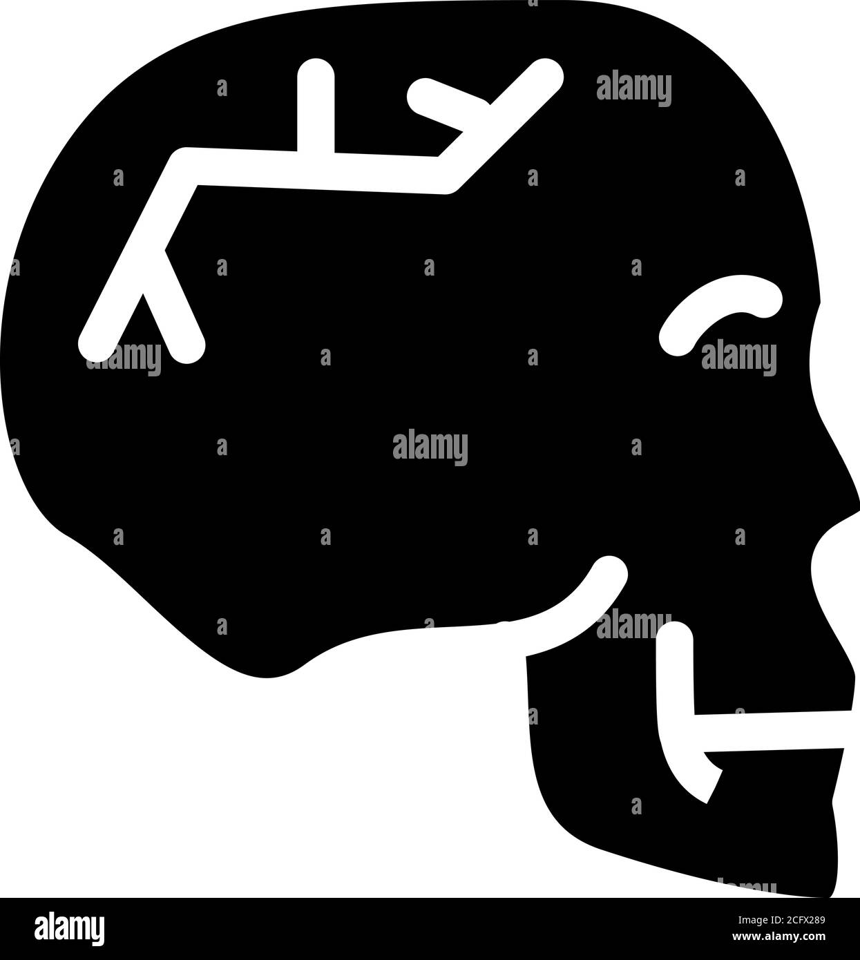 skull fracture glyph icon vector isolated illustration Stock Vector ...