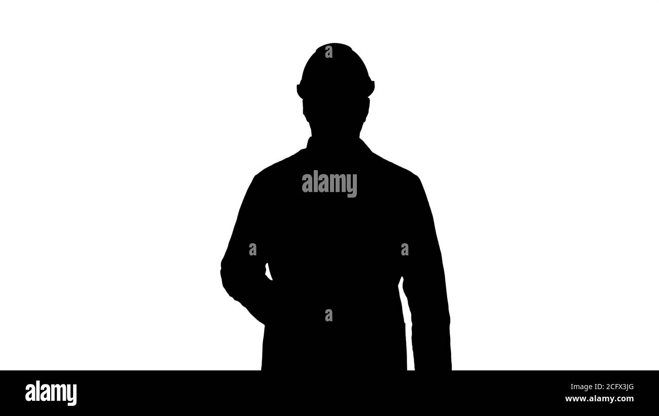 Silhouette Confident Science Engineer Making Attention Hand Gesture ...