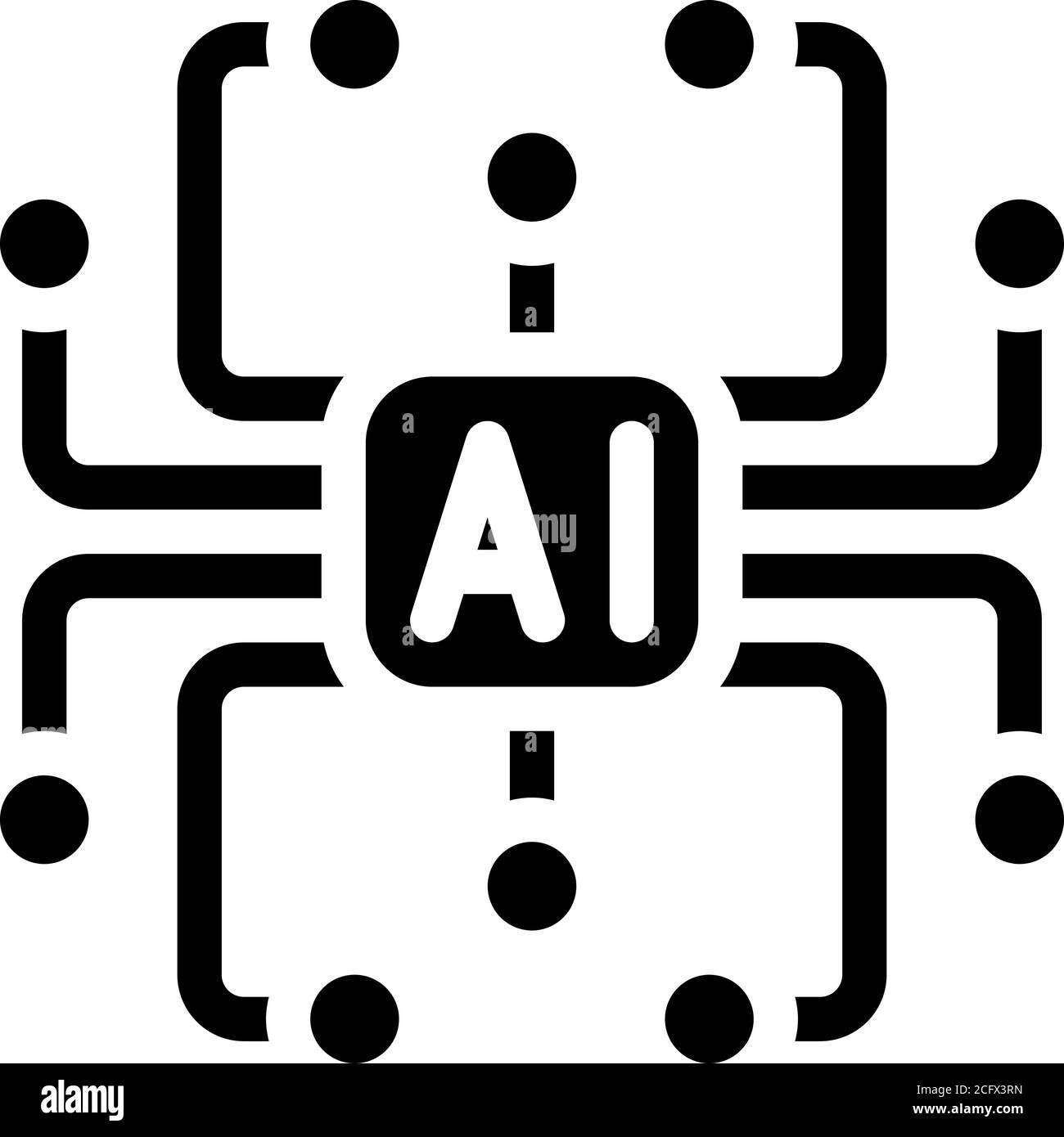 artificial intelligence ai scheme glyph icon vector illustration Stock ...