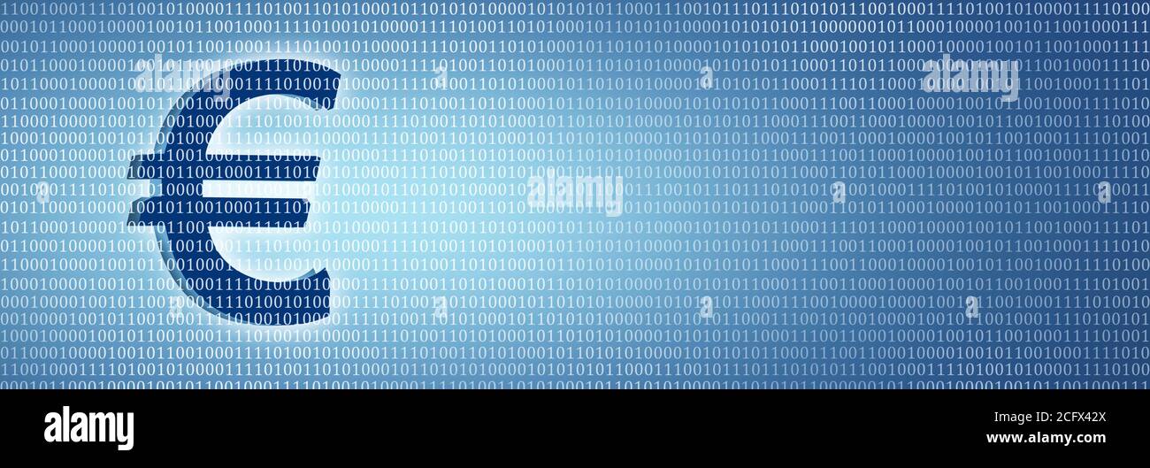 digital euro sign in a binary code matrix as a symbol for digital ...