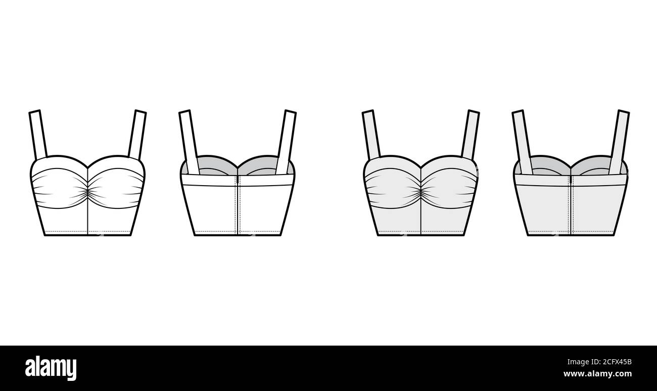 Cropped top technical fashion illustration with feminine sweetheart ...