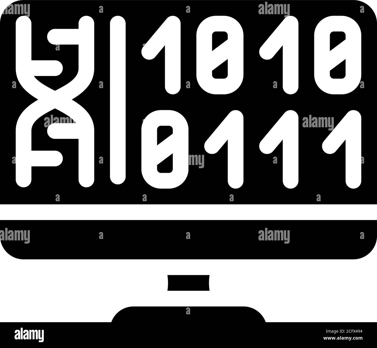 generating protein cell using computer code glyph icon vector ...