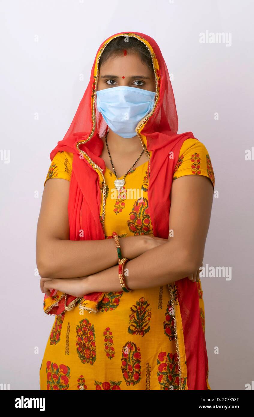 Indian woman wearing mask Stock Photo - Alamy