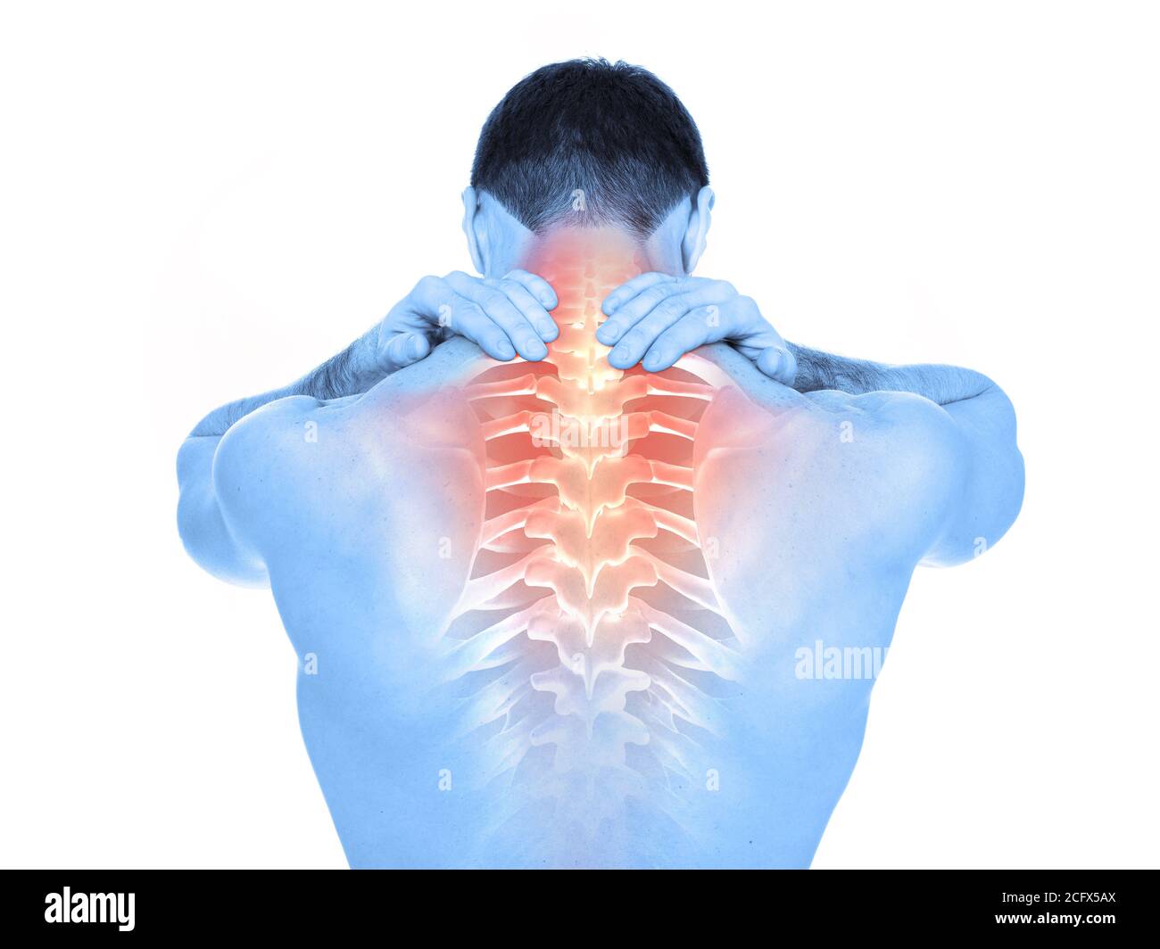 Man holding his sore back Stock Photo - Alamy