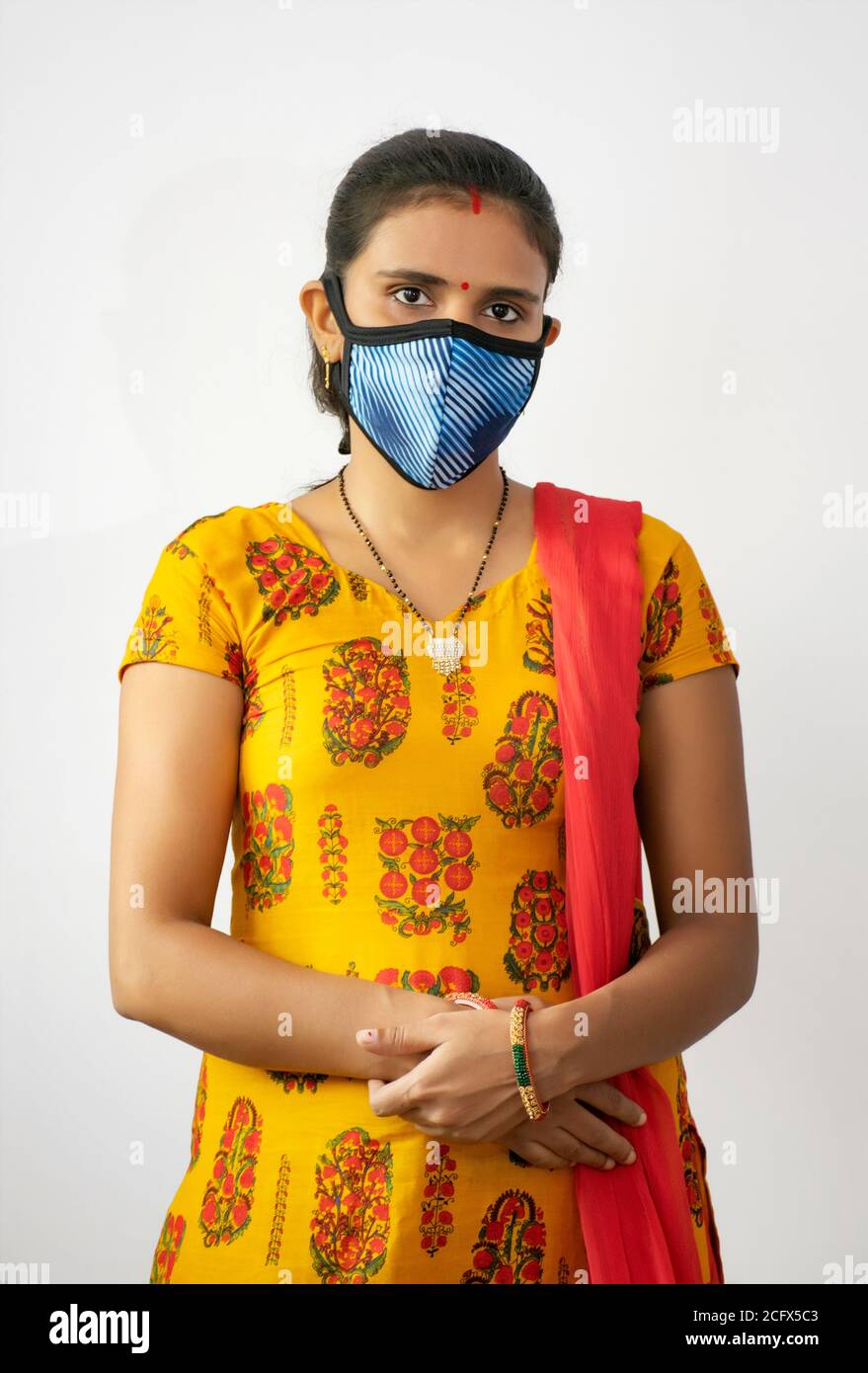 Indian woman wearing mask Stock Photo - Alamy