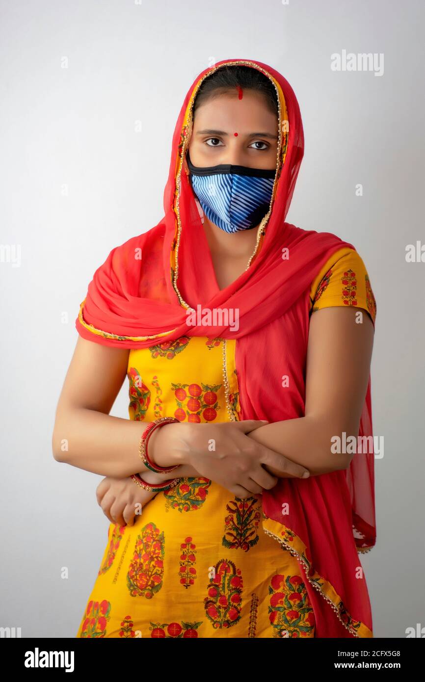 Indian woman wearing mask Stock Photo - Alamy