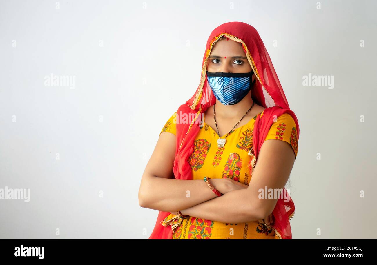 Indian woman wearing mask Stock Photo - Alamy