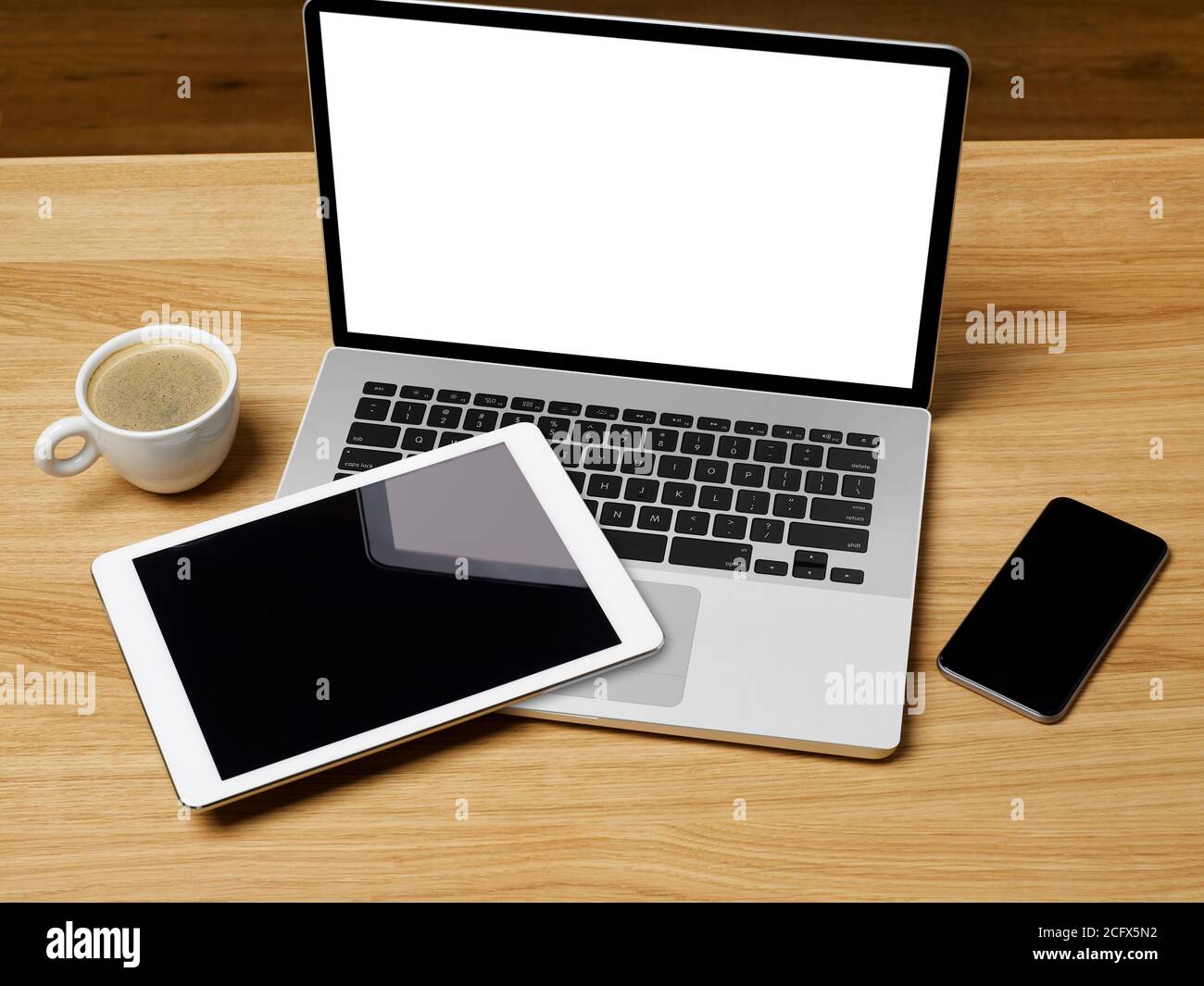 Office devices on desk Stock Photo - Alamy