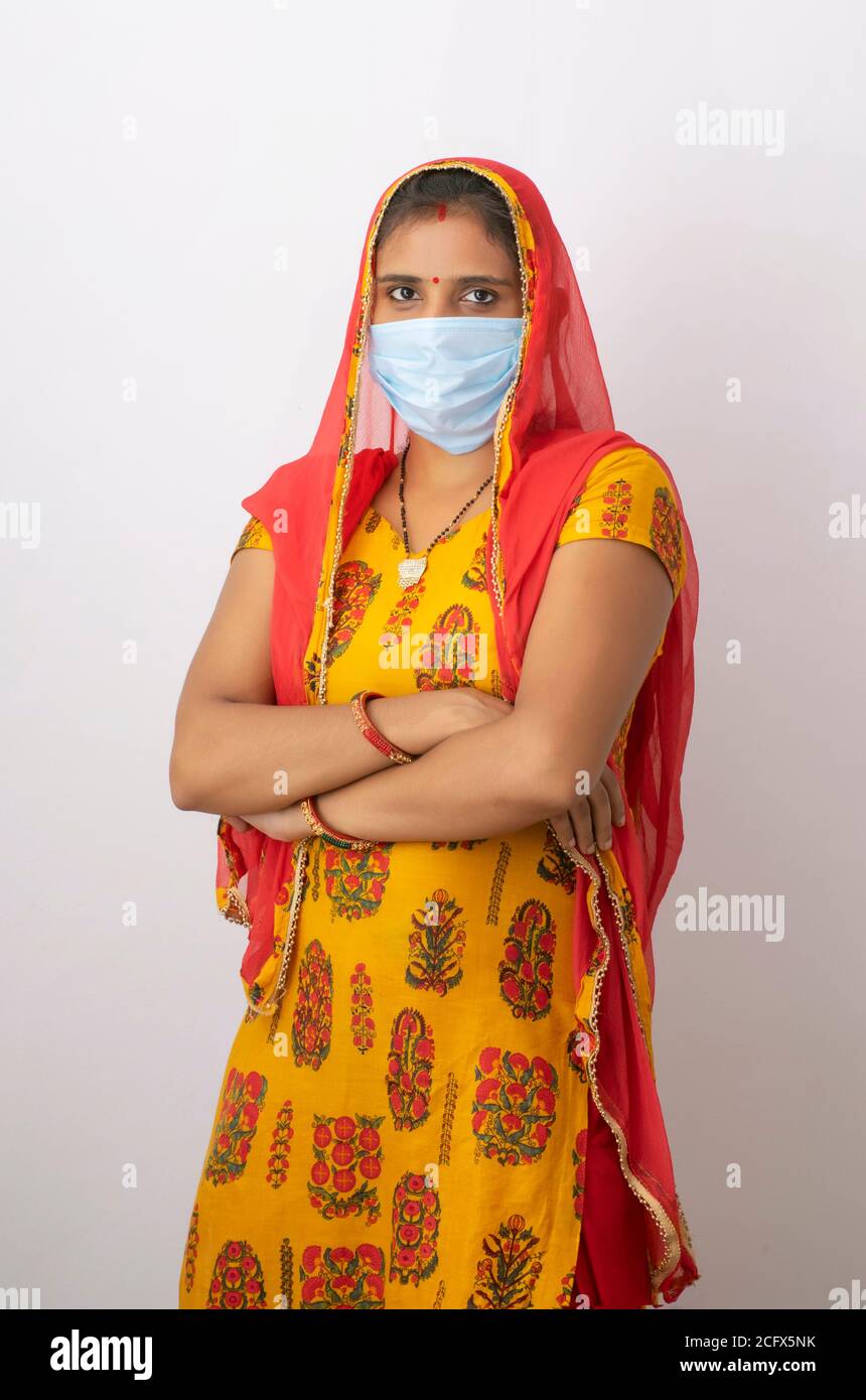 Indian woman wearing mask Stock Photo - Alamy