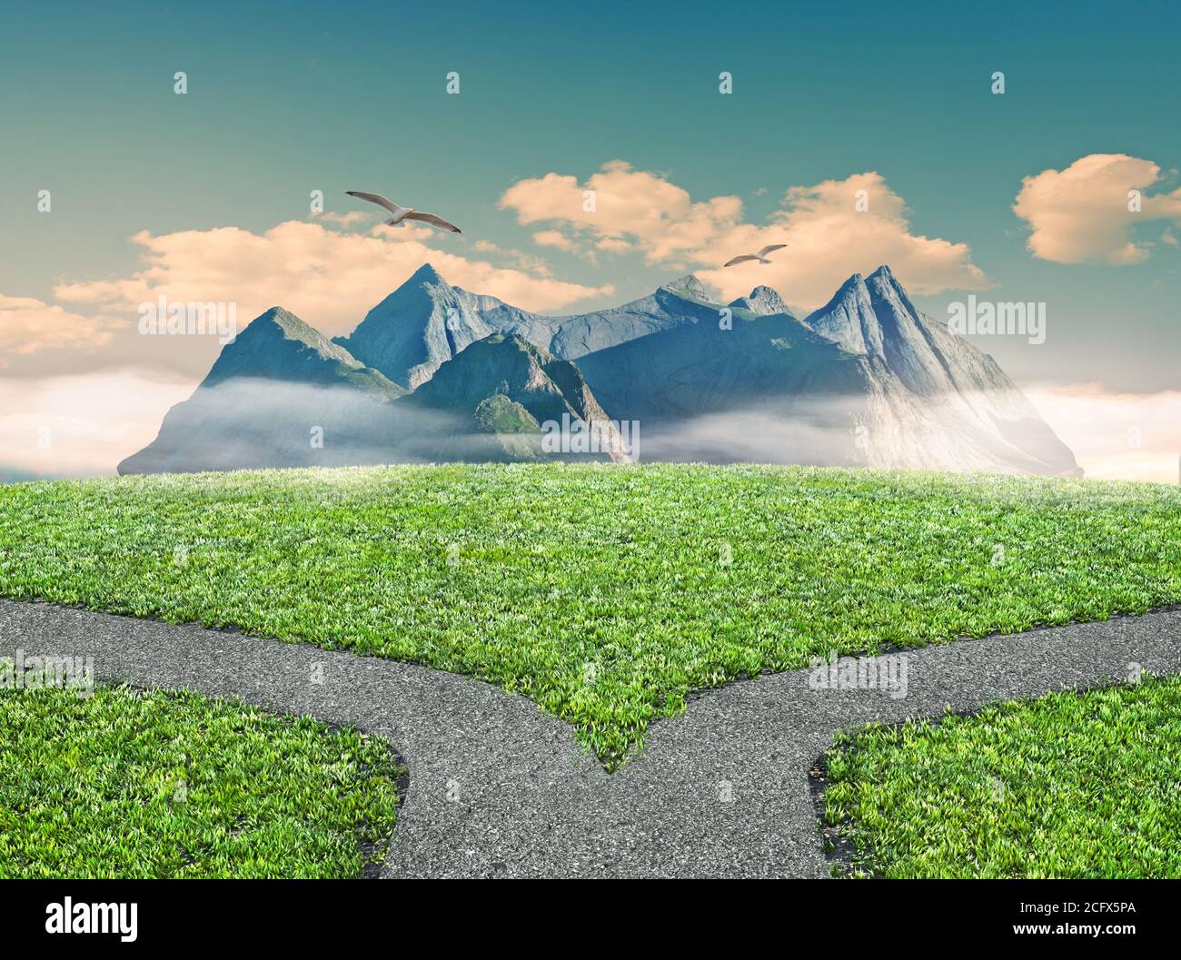 Hiking road crossroads hi-res stock photography and images - Alamy