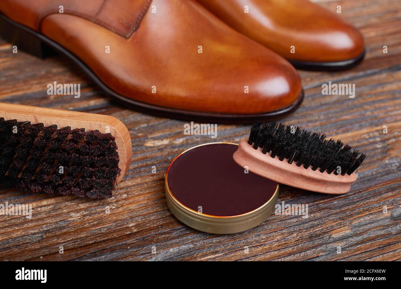 Shoe care products Stock Photo - Alamy
