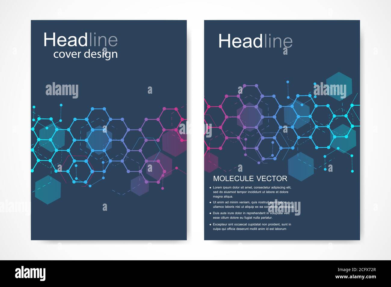 Scientific brochure design template. Vector flyer layout, Molecular ...