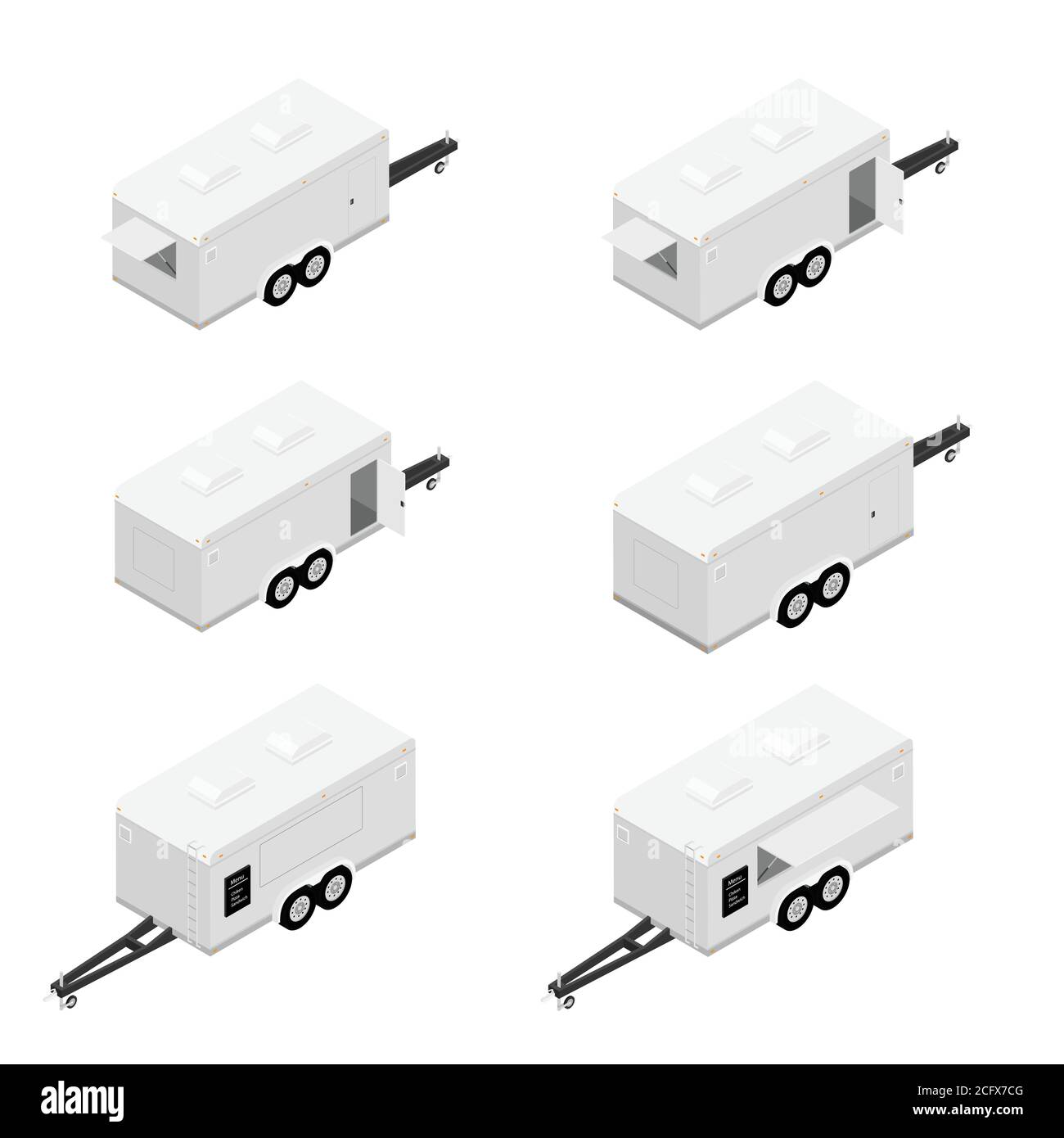 Food trailer vector isolated on white background isometric view Stock ...