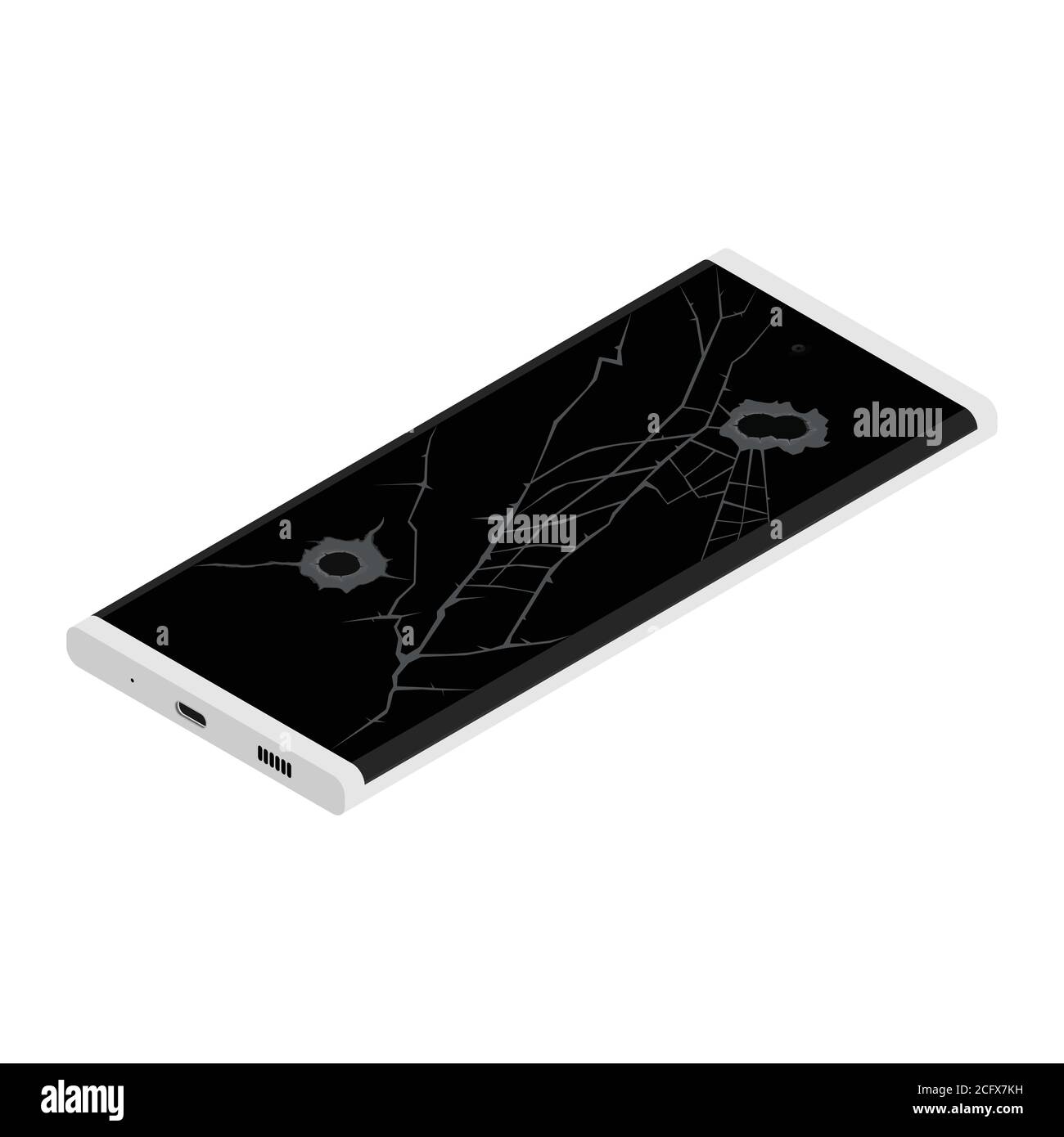 Broken phone screen icon. Vector illustration white modern smartphone ...