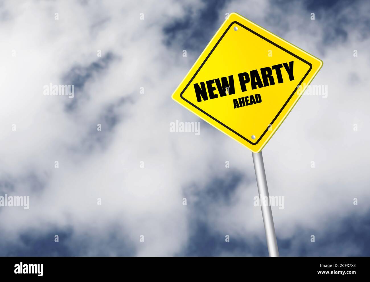 New party ahead sign Stock Photo - Alamy