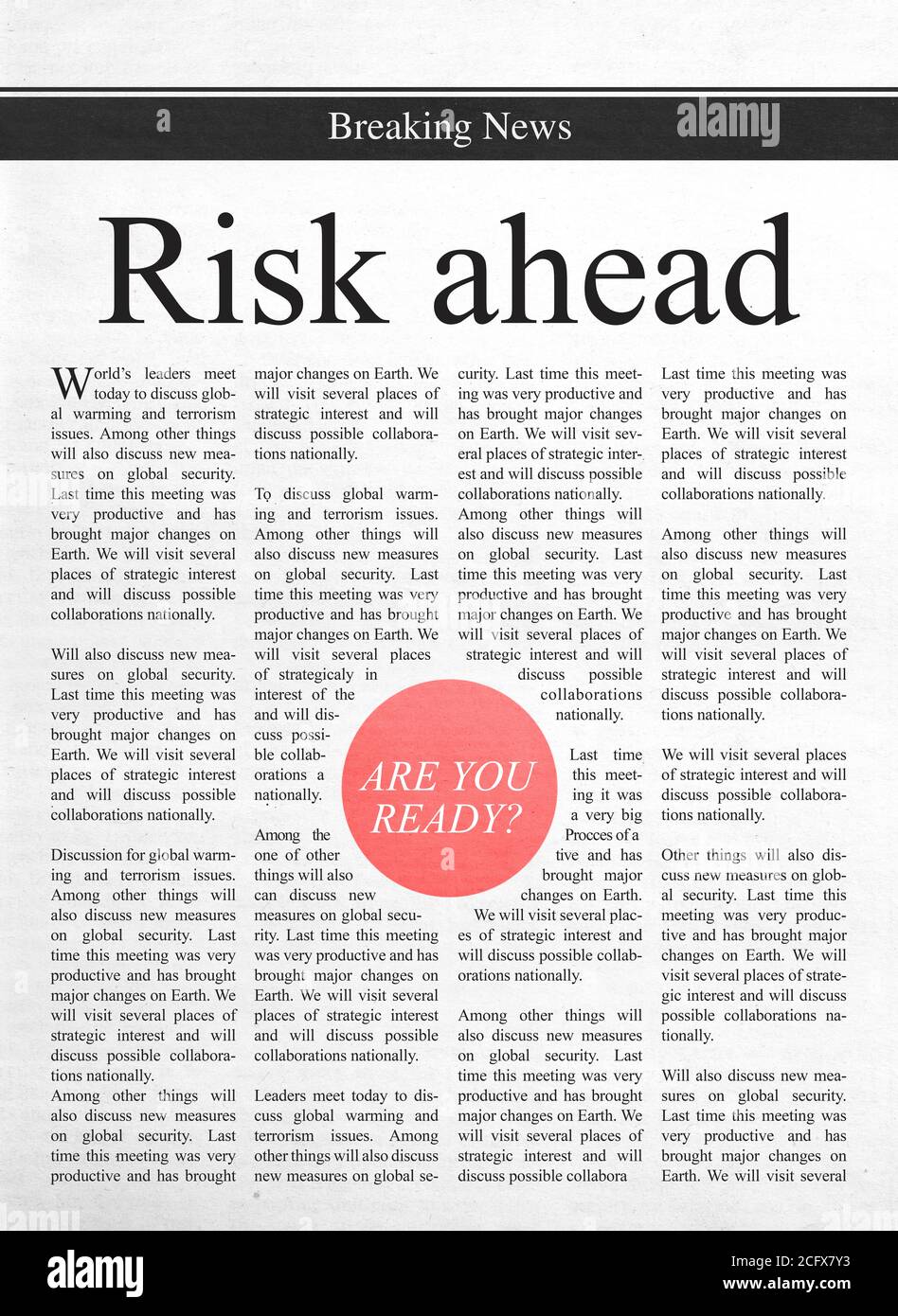 Risk ahead headline in newspaper Stock Photo - Alamy