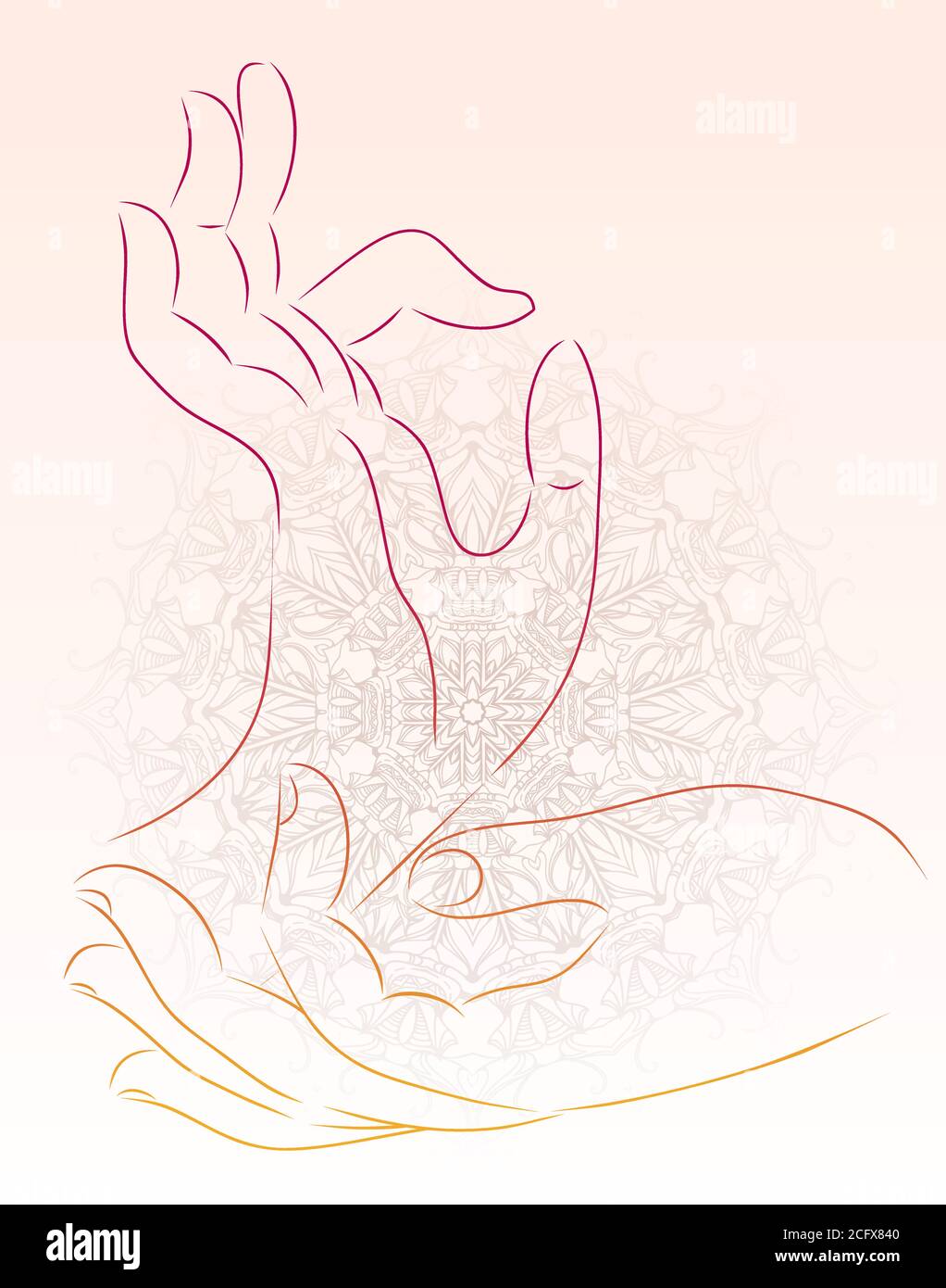 Buddha Hands Line Art