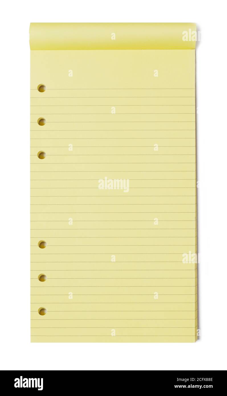 Yellow notepad on white background Stock Photo - Alamy