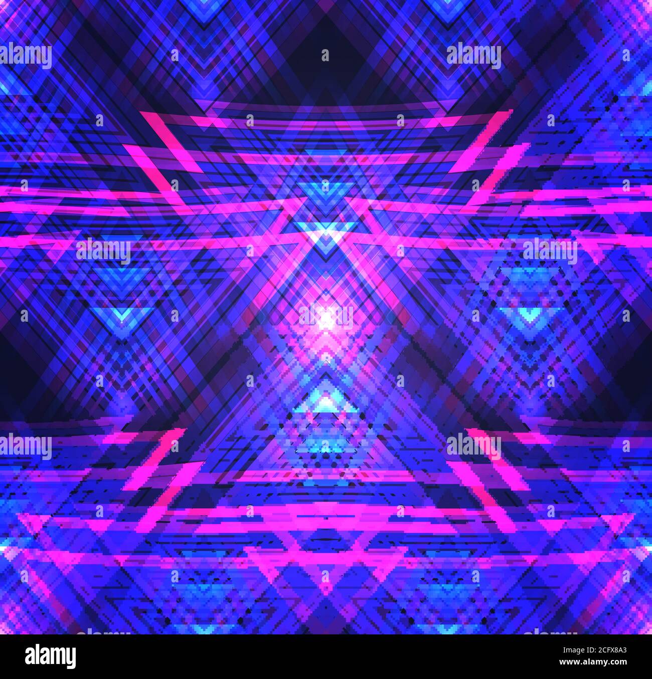 Neon Tribal seamless texture. Vector pattern with neon triangles and ...