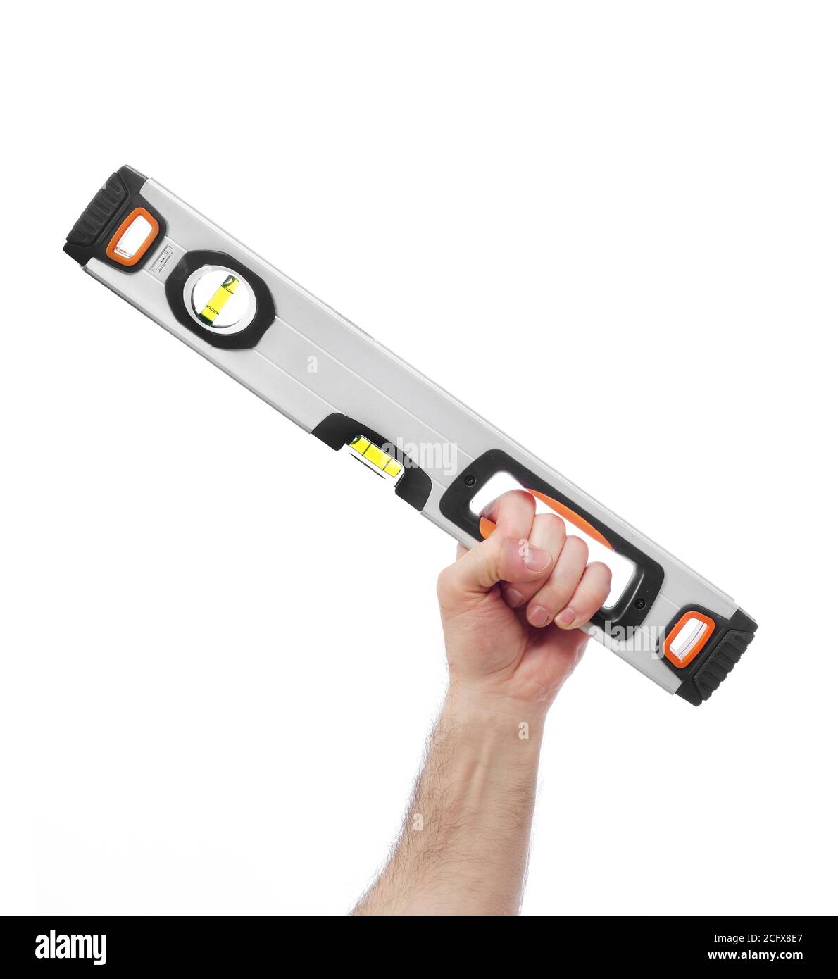 Hand with level Stock Photo - Alamy