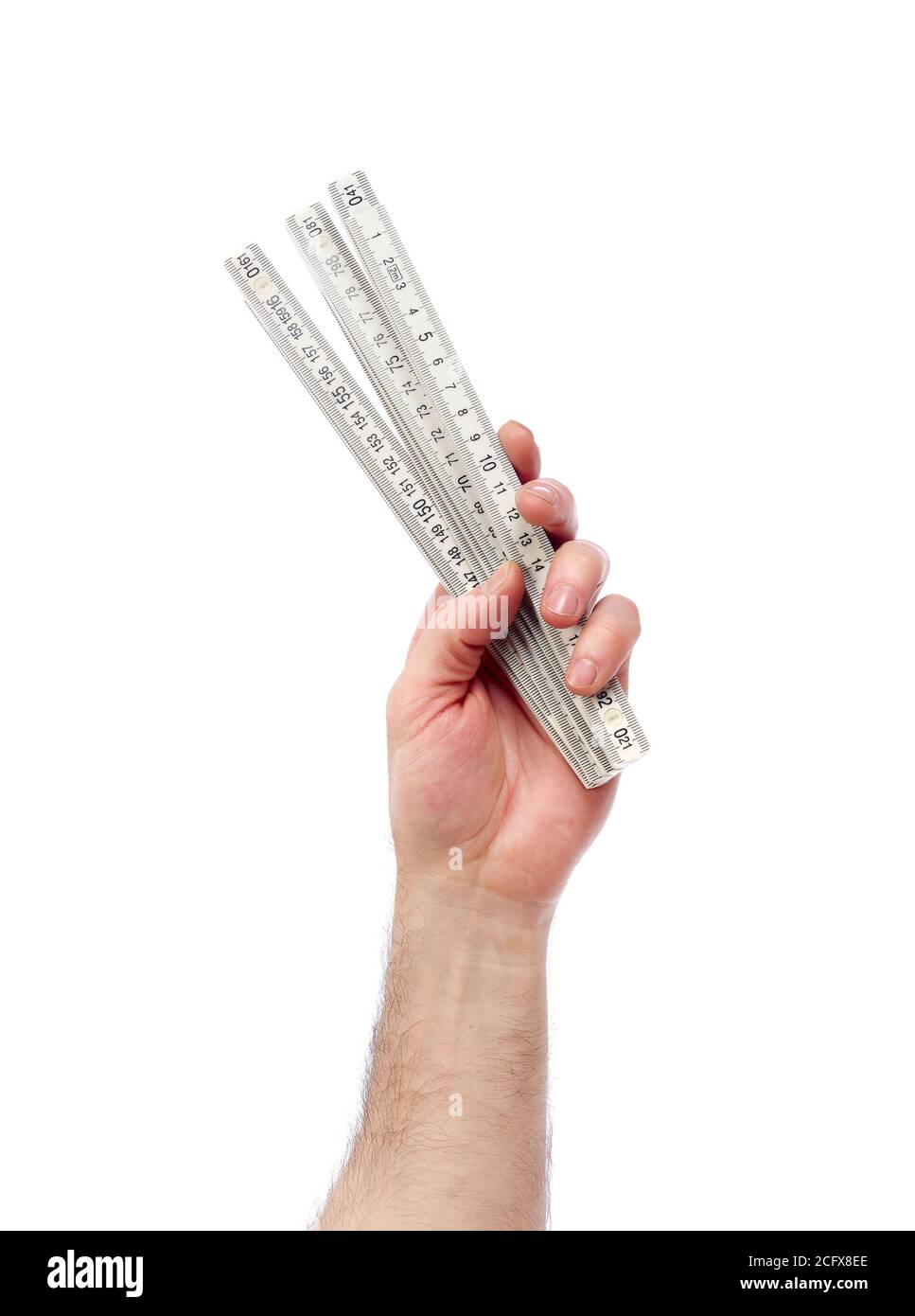 Hand with ruler Stock Photo - Alamy