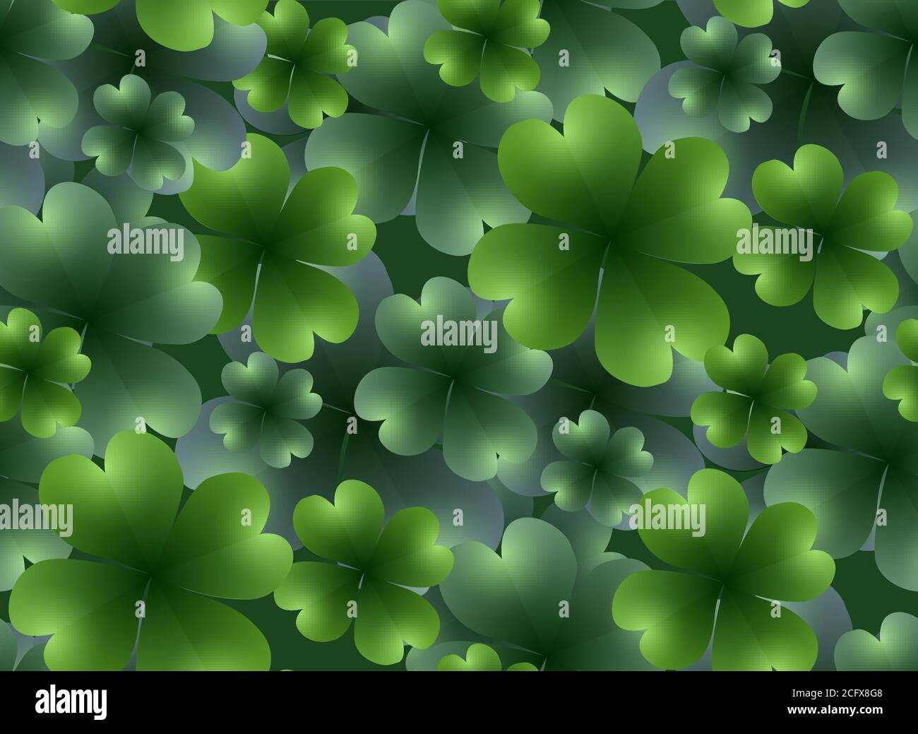 Seamless floral texture with a happy four-leaf clover. Vector pattern ...