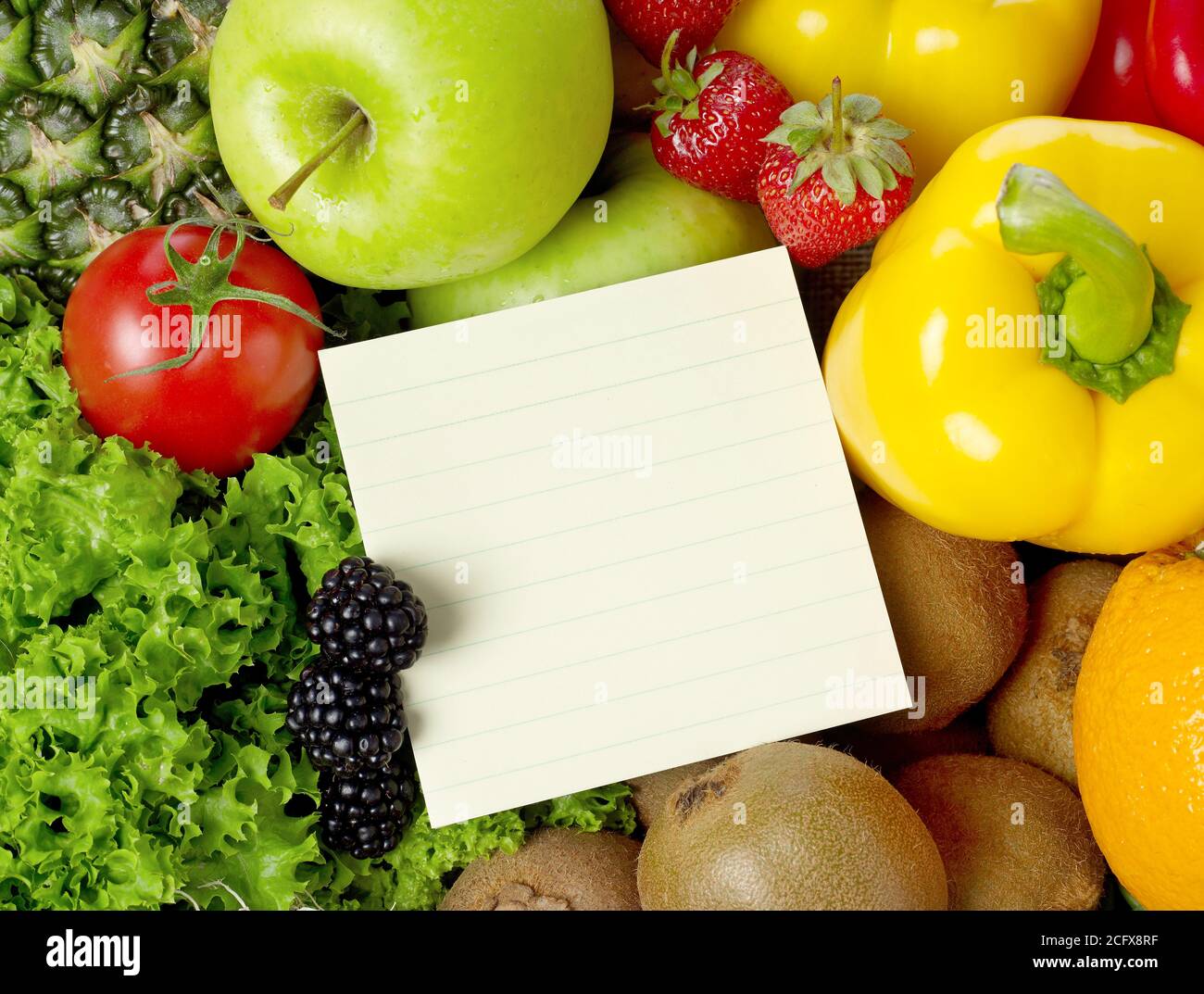Shopping list on fruits and vegetable Stock Photo - Alamy