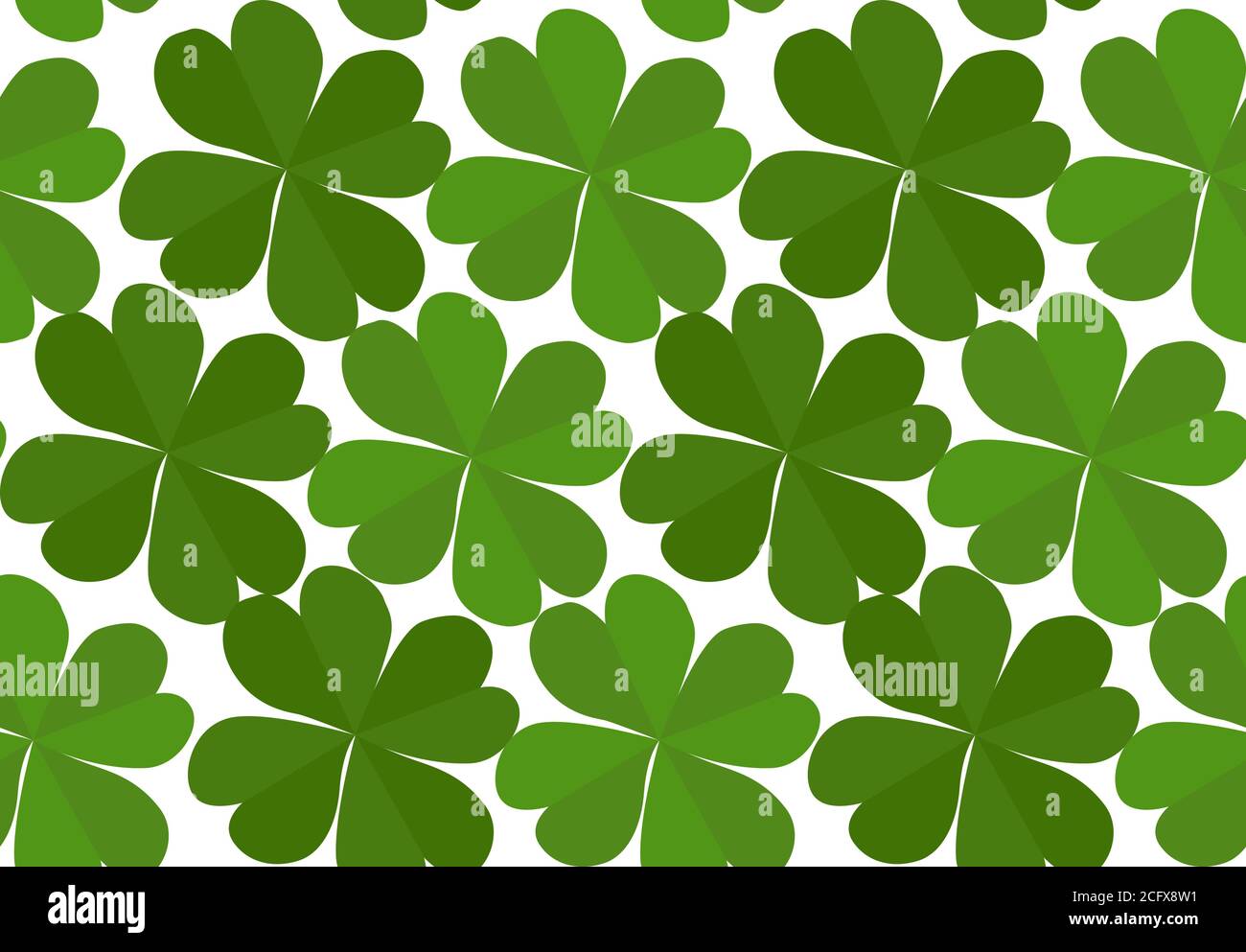 Seamless texture with flat lucky four-leaf clover on a white background ...