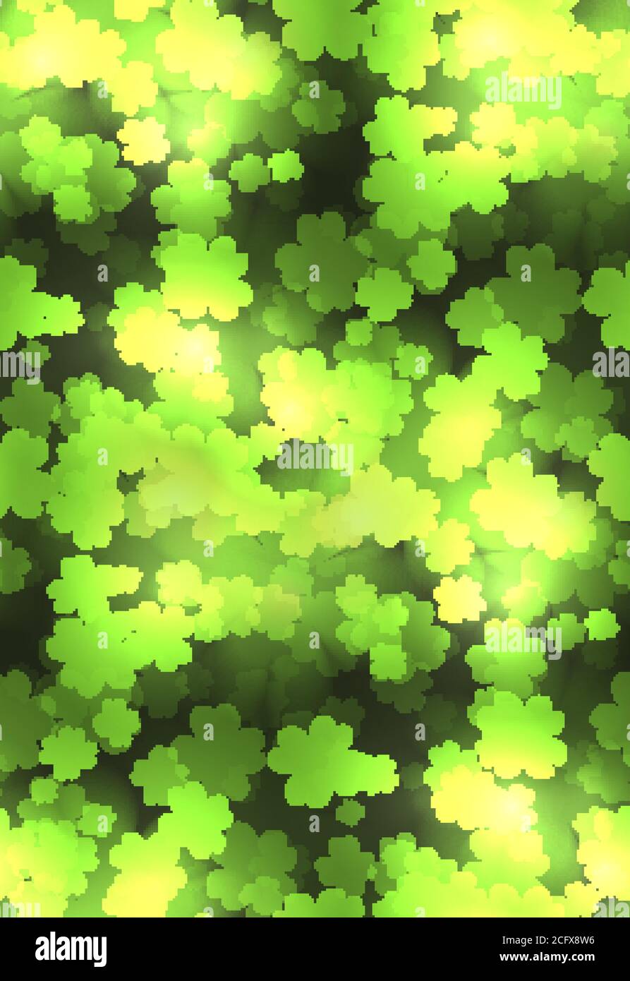 Seamless festive texture with a happy four-leaf clover, sparks and ...
