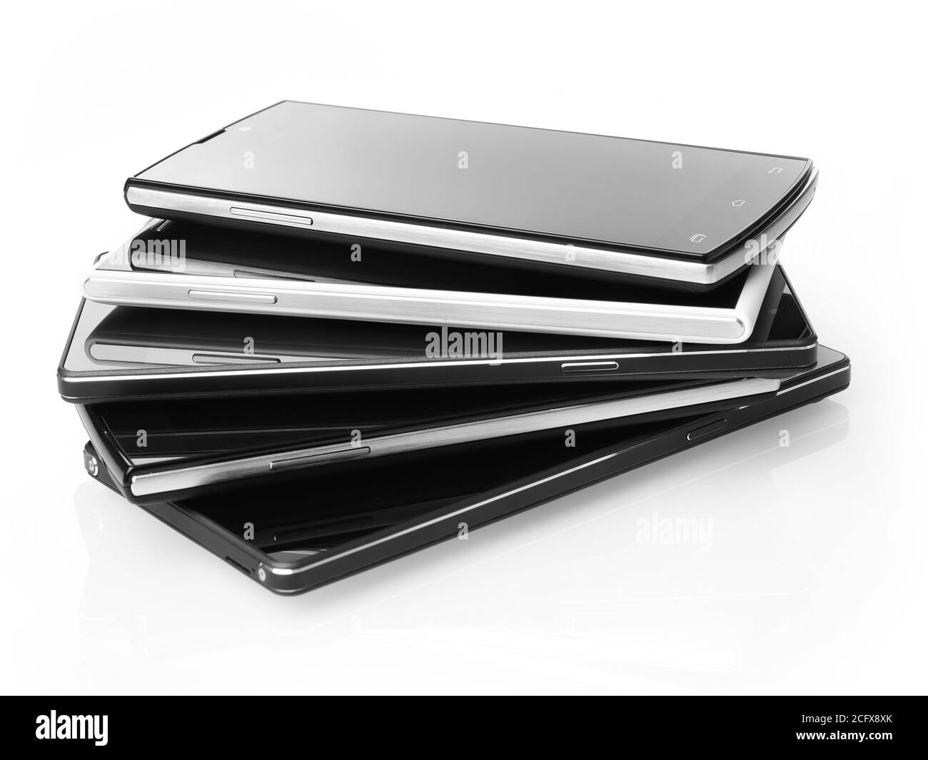 Group of smart phones Black and White Stock Photos & Images - Alamy
