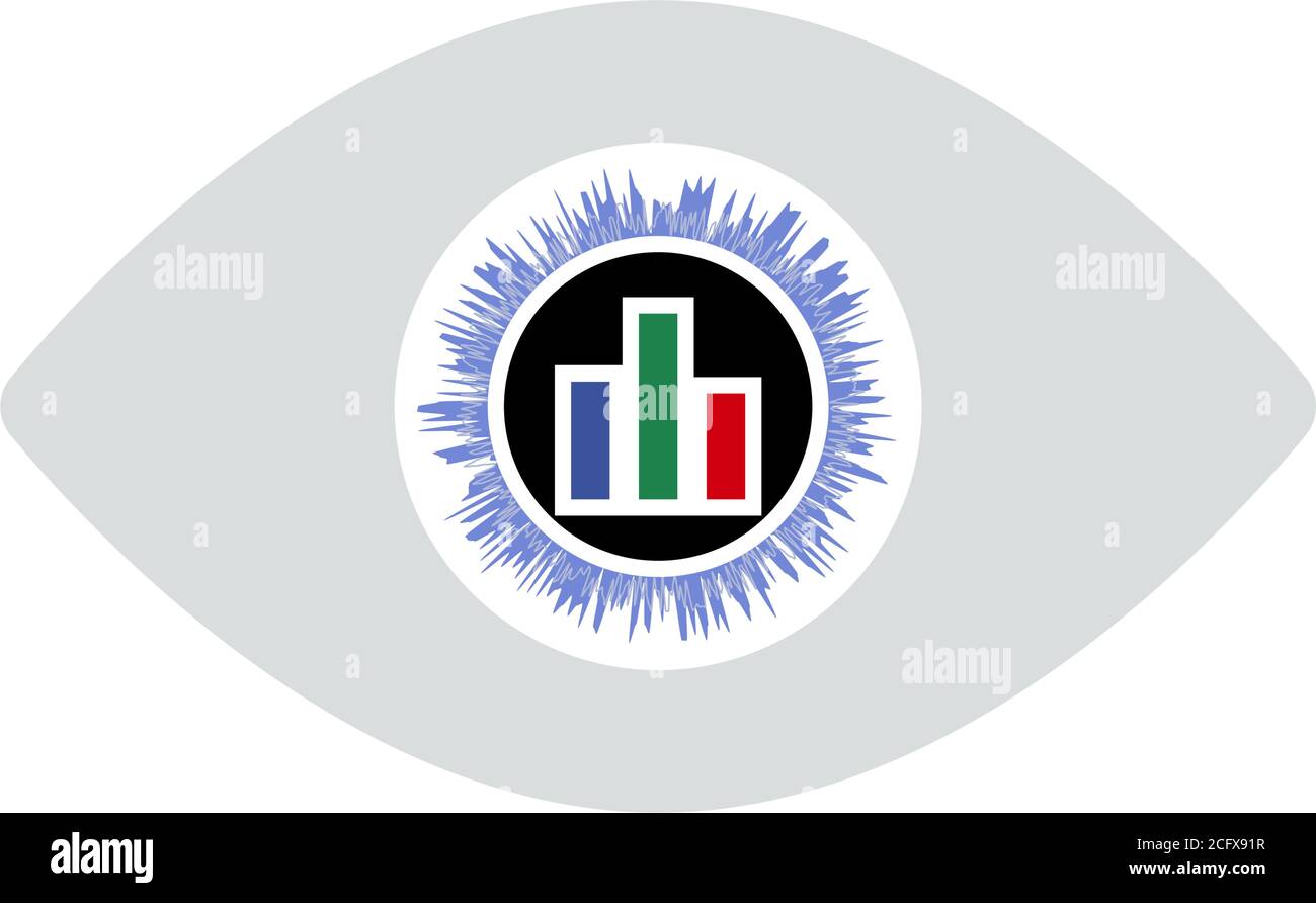 Eye With Market Chart Inside Pupil Icon. Flat Color Design. Vector ...