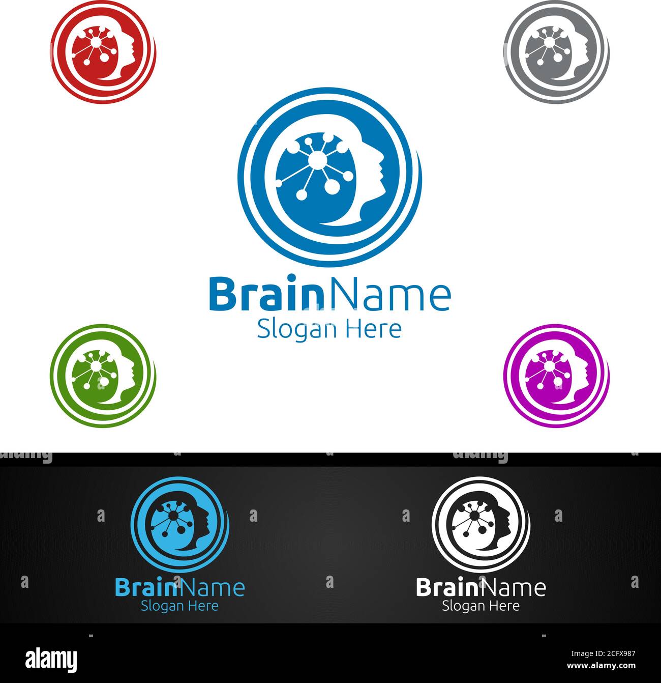 Brain Logo with Think Idea Concept Vector Design Stock Vector Image ...