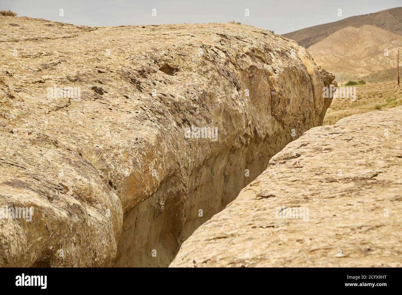 arid surface and rock breaks for the mouth of a dried-up river Stock ...