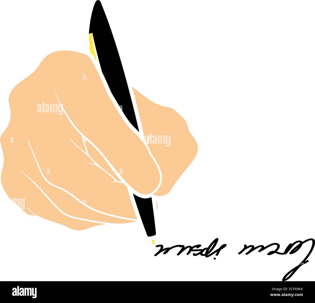 Signing Hand Icon. Flat Color Design. Vector Illustration Stock Vector ...