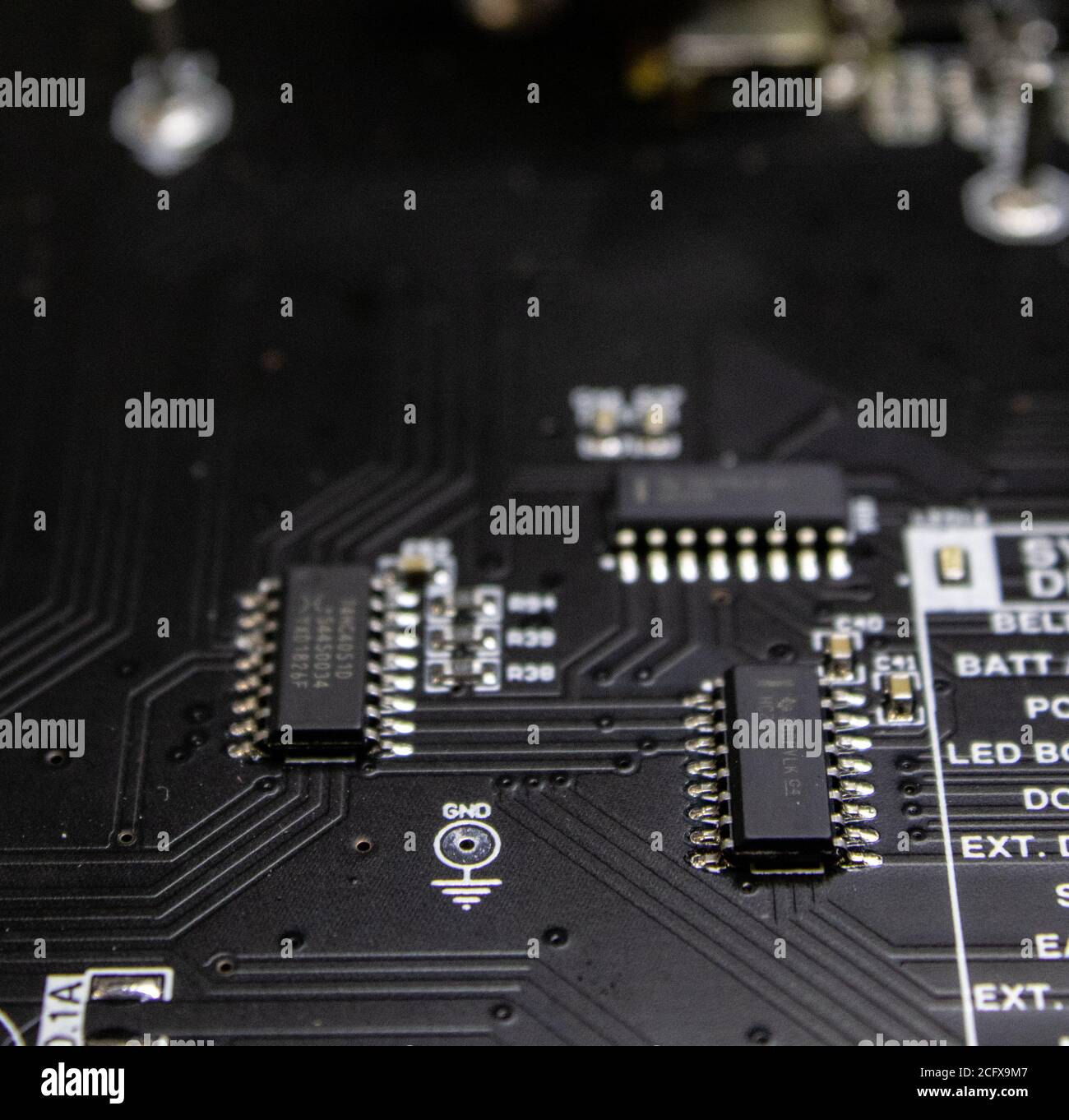 close up photo electronic chips soft background dark Stock Photo - Alamy