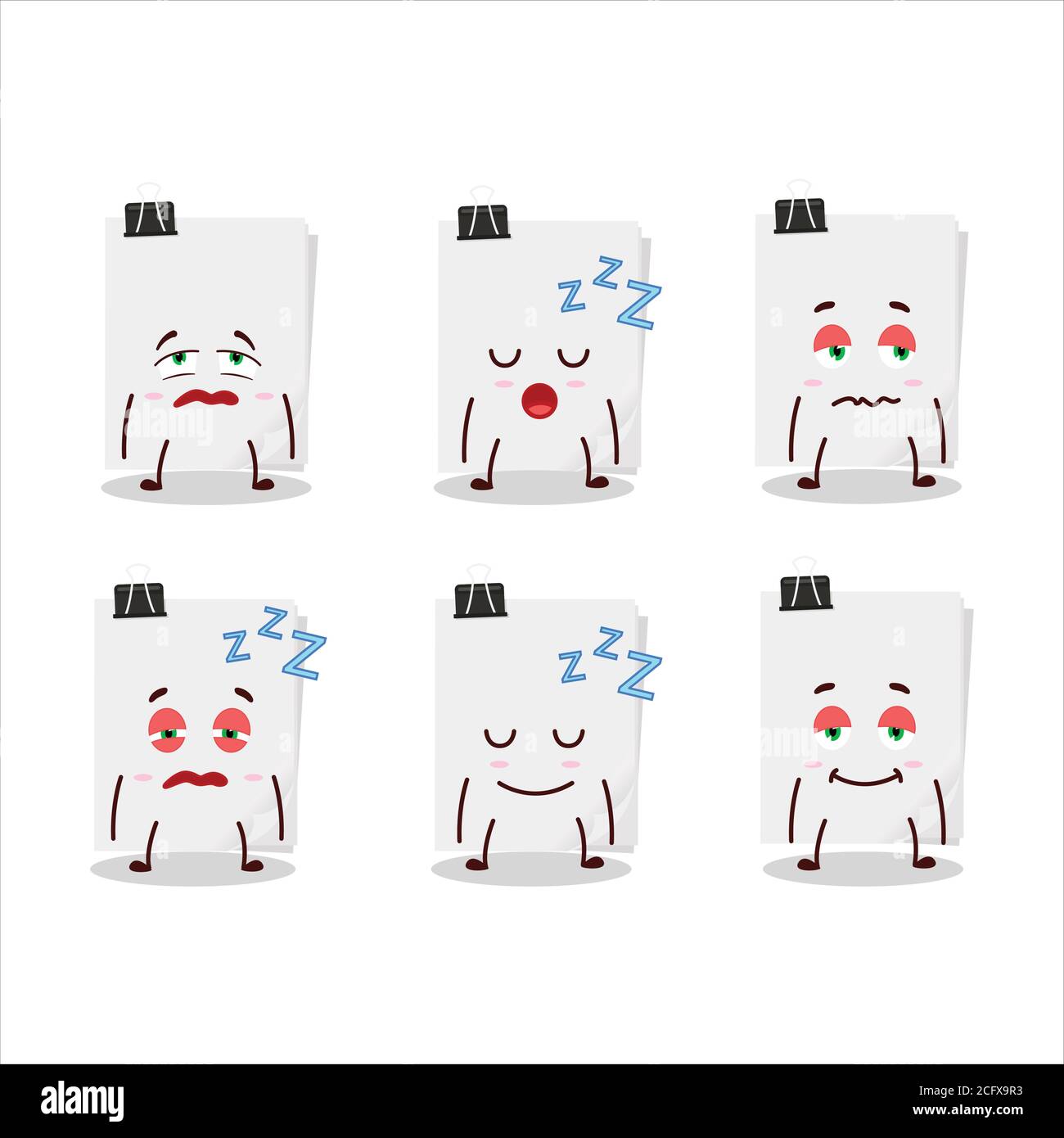 Cartoon character of sticky notes paper white with sleepy expression ...