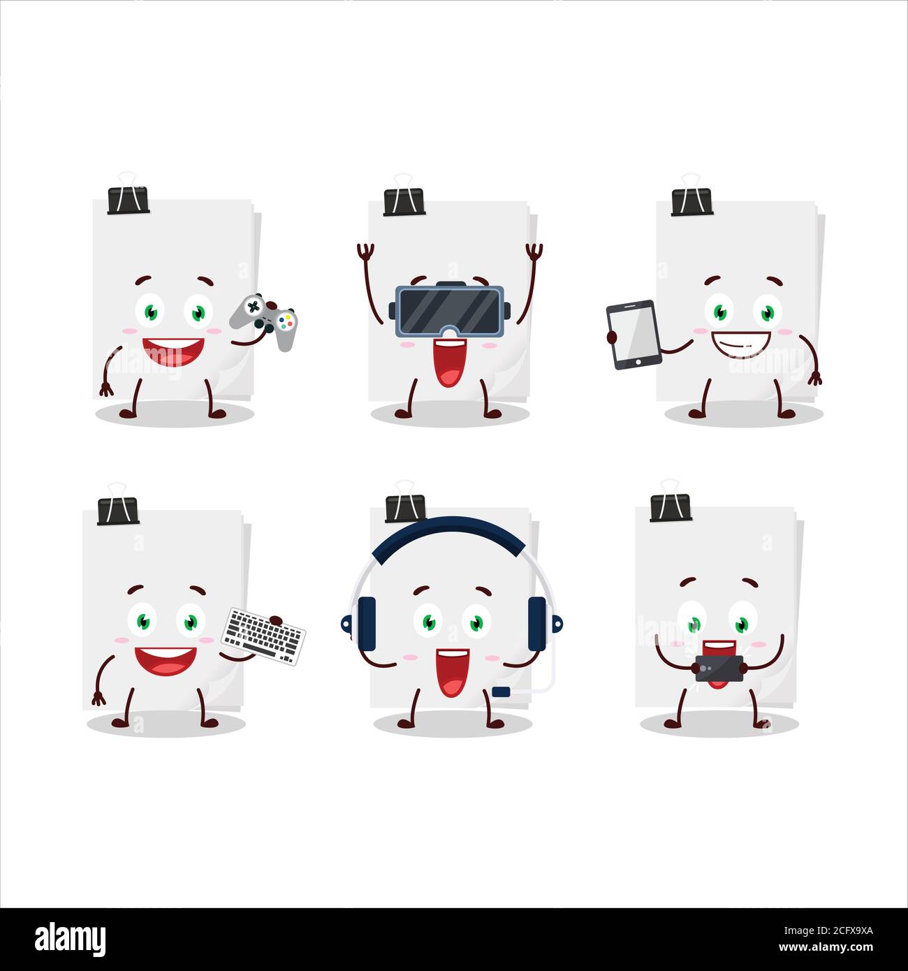 Sticky notes paper white cartoon character are playing games with ...