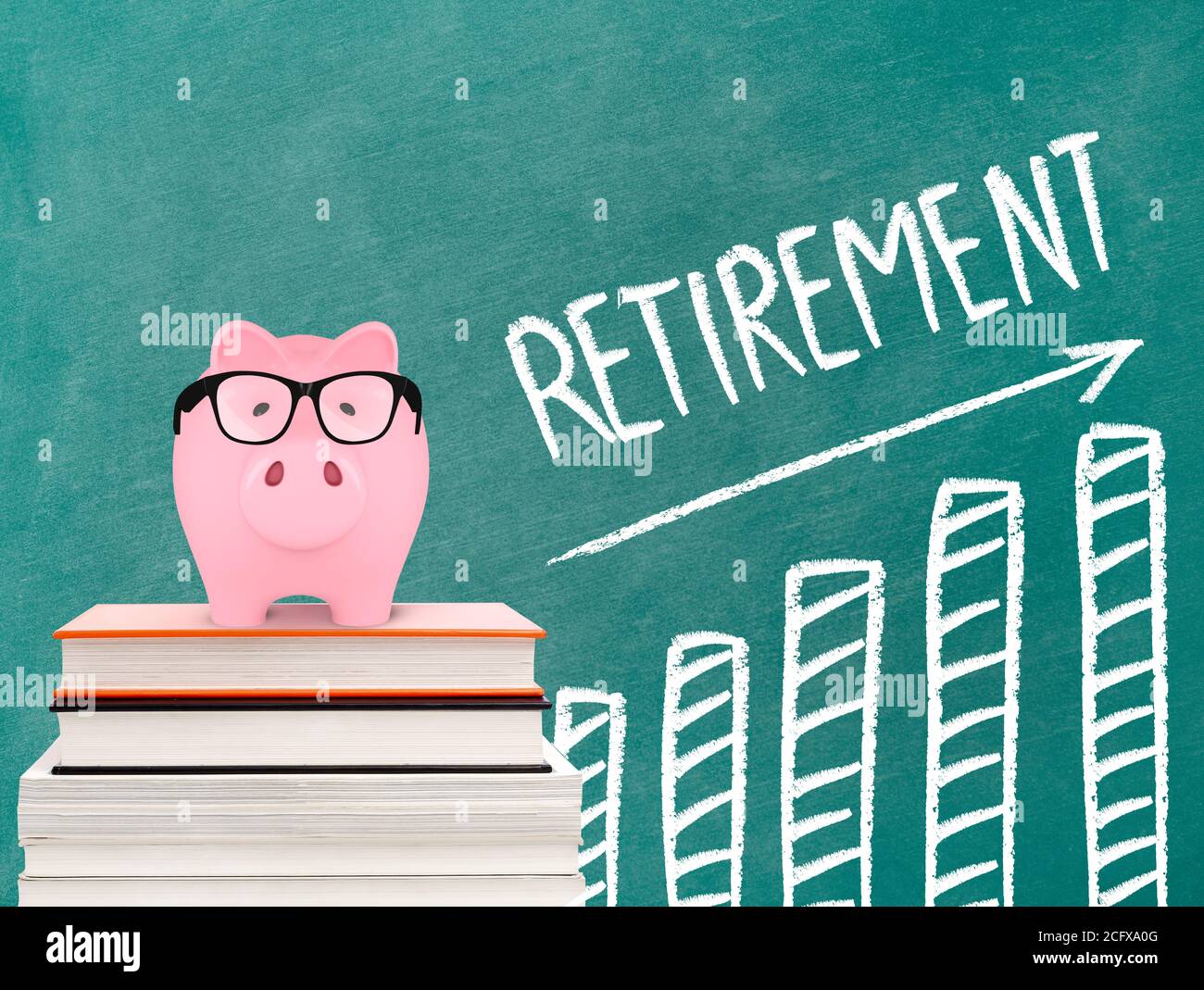 Retirement chart and piggy bank Stock Photo - Alamy