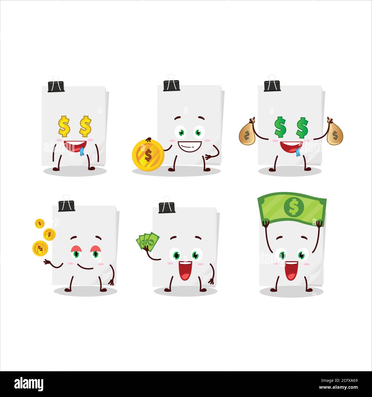 Sticky notes paper white cartoon character with cute emoticon bring ...