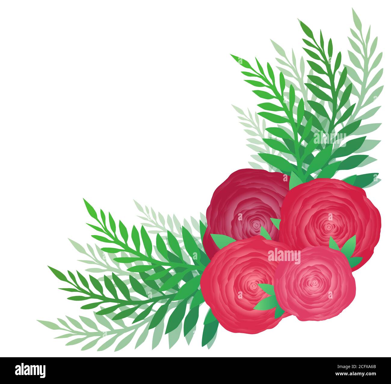 Flower angular pattern with roses and leaves. Vector element for ...