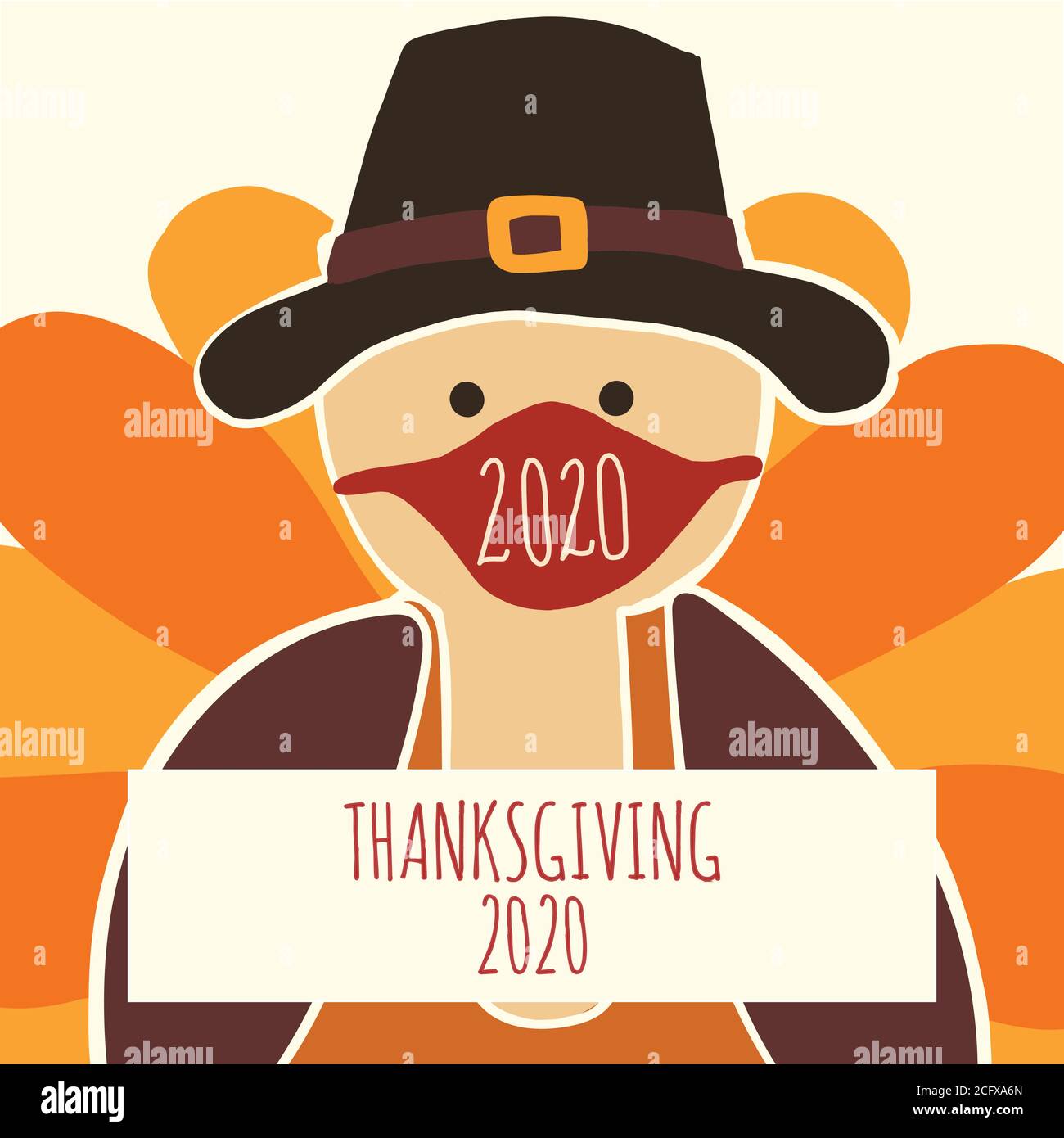 Greeting card template Thanksgiving 2020. Fully editable vector ...
